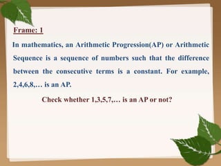 LINEAR PROGRAMMING-Arithmetic Sequences | PPTX