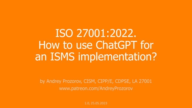 How to use ChatGPT for an ISMS implementation.pdf | Web Conferencing | Computer Software and ...