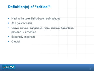 Critical Thinking on Critical Path Analysis | PPT
