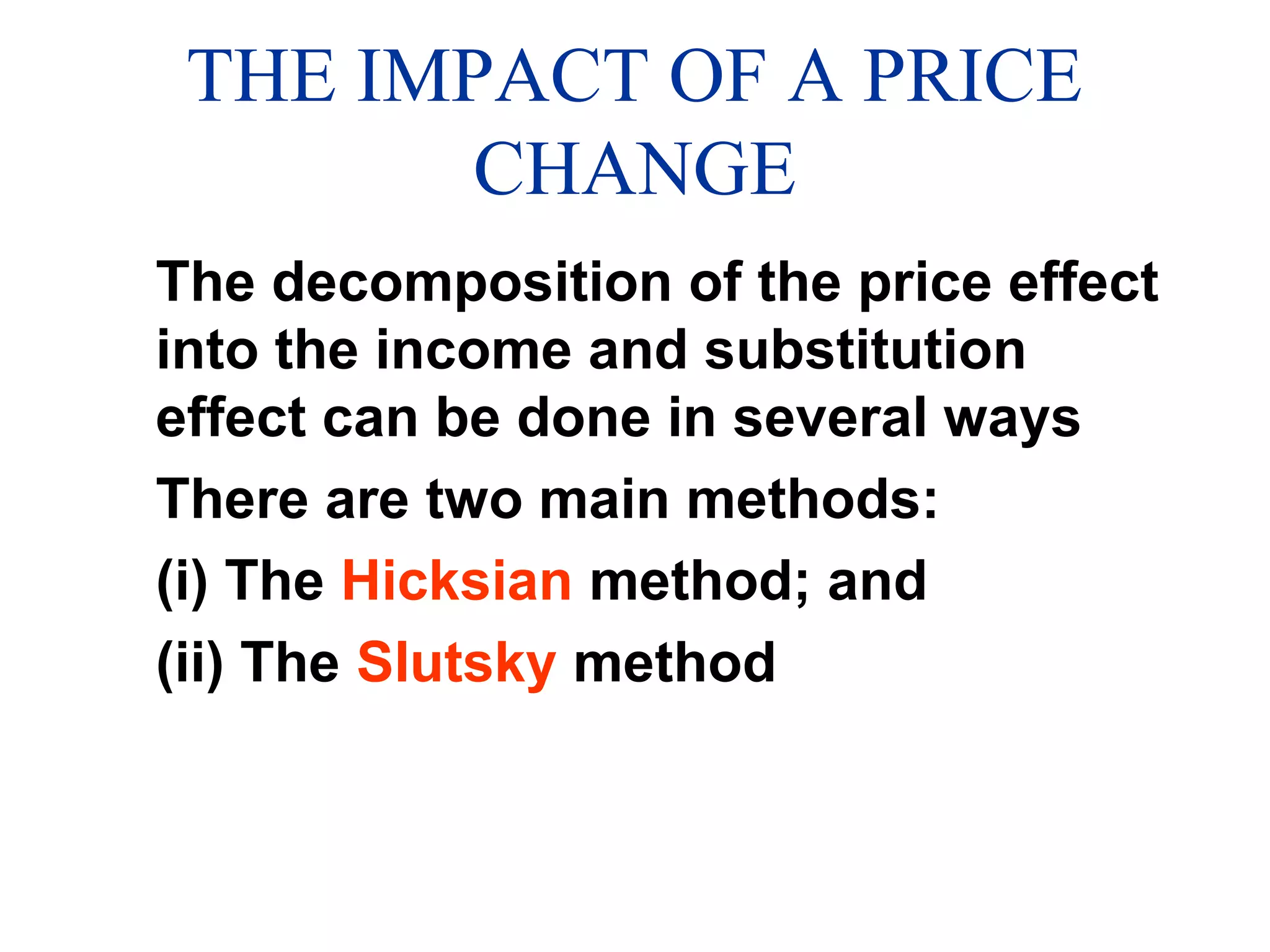 Price change income and substittution effects | PPT