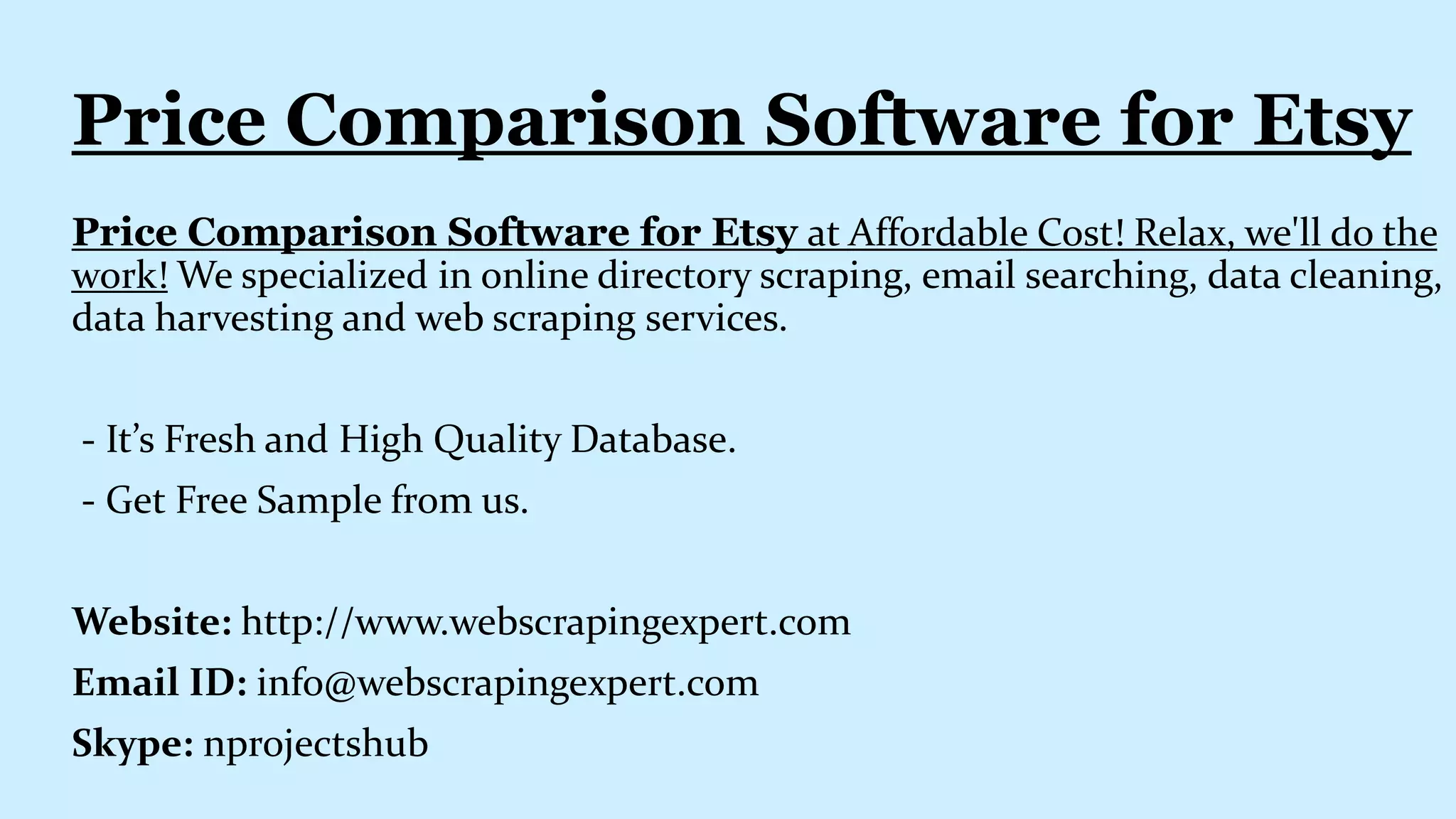 Price Comparison Software for Etsy | PPT