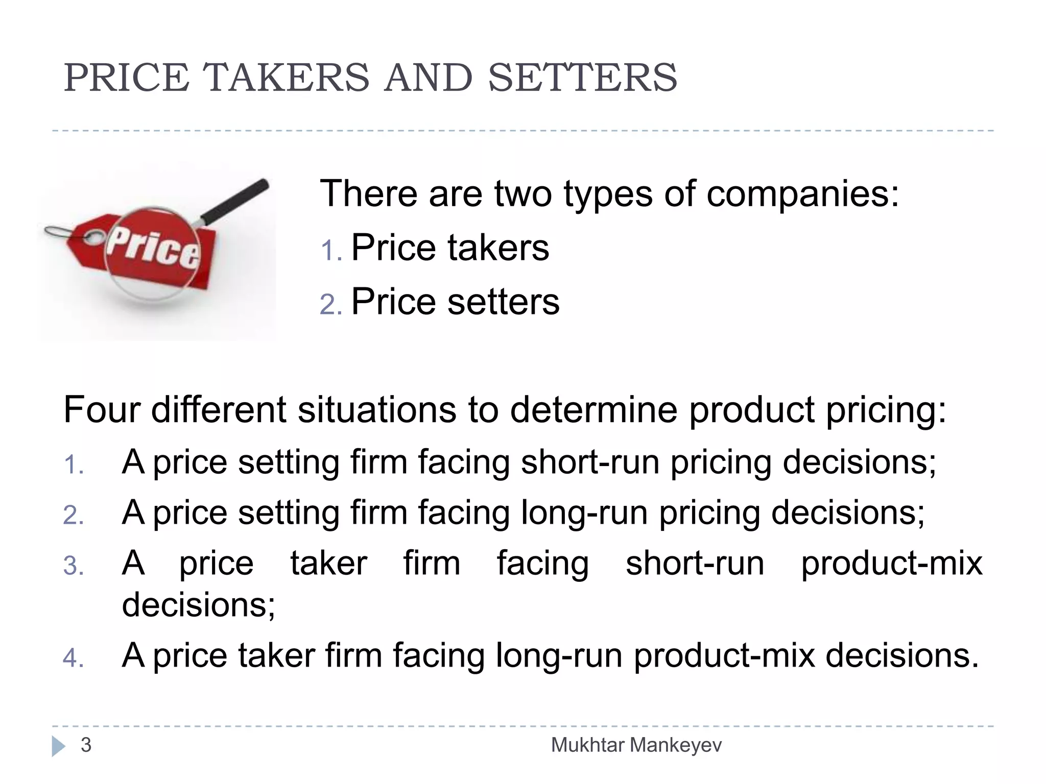 Price decisions and profitability analisys | PPTX