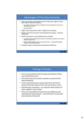 Price Discrimination - Revision Notes | PDF