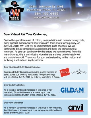 Price increase 2010 | PDF