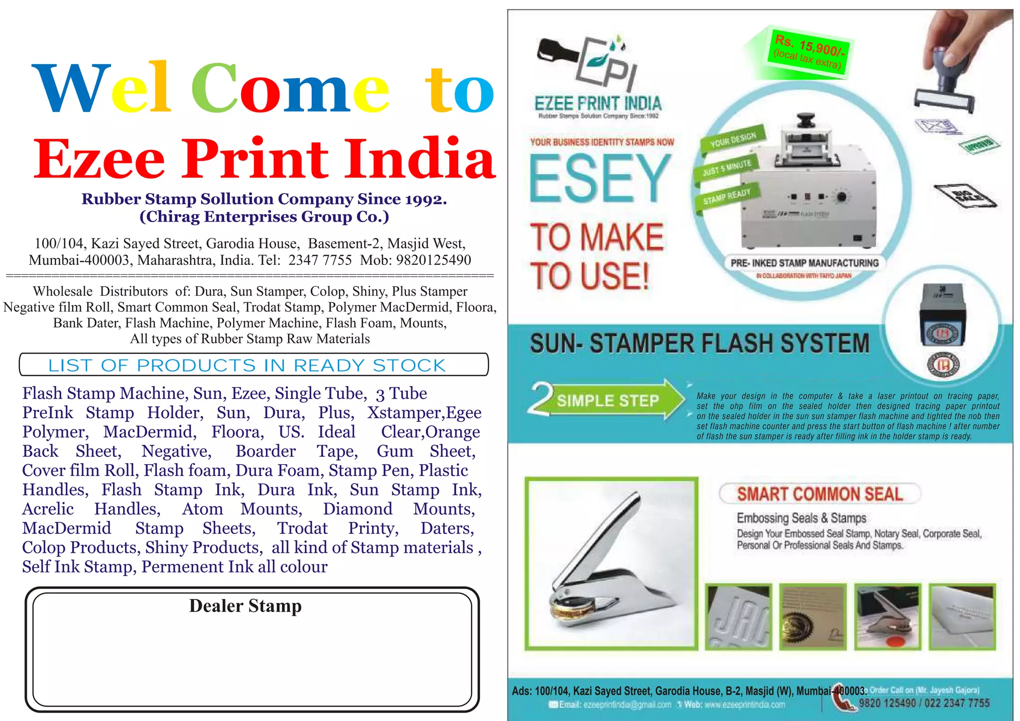 PRE INK STAMPS By Ezee Print India | PDF