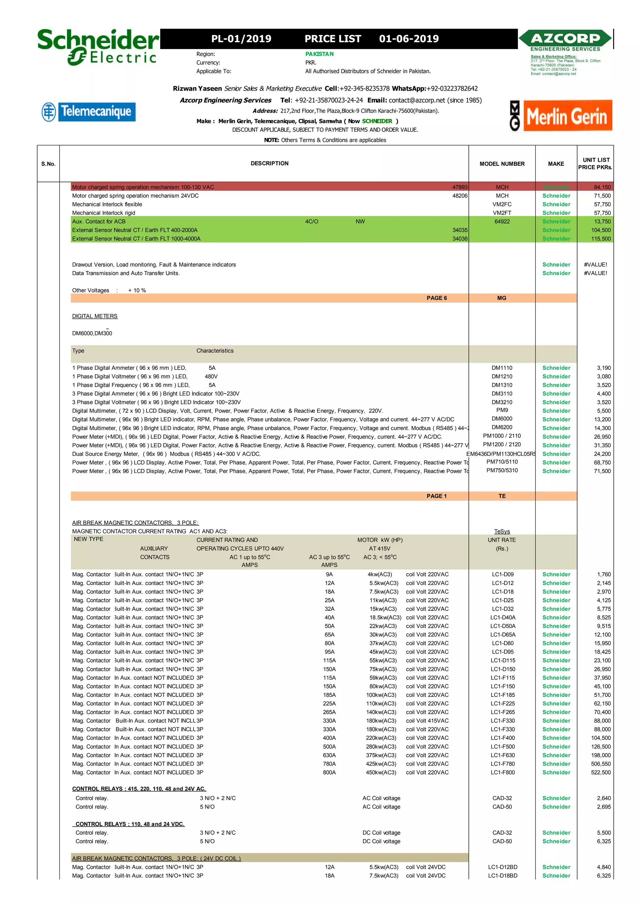 Price list 2019 lv stocking schneider pak | PDF