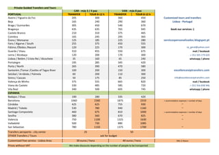 Price list dsp transfers tours 2022 - +351 926 333 599 | PPT