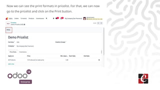 Pricelist Revamp & Print Formats in Odoo 18 | PPTX