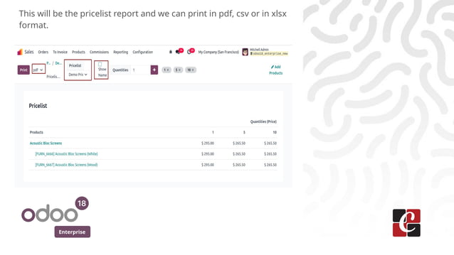 Pricelist Revamp & Print Formats in Odoo 18 | PPTX