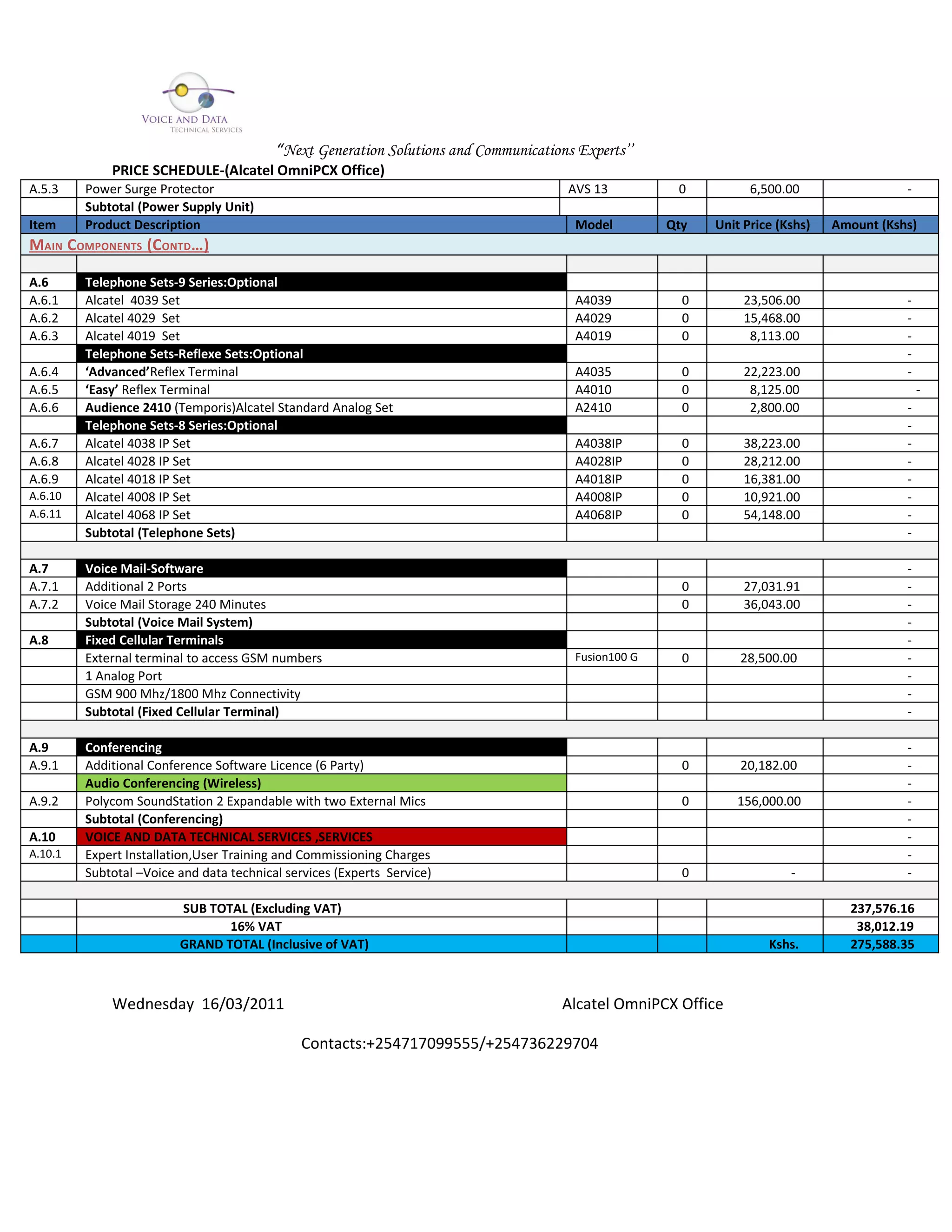 Price Schedule (Alcatel Omni Pcx Office) | DOC | Business Utilities ...