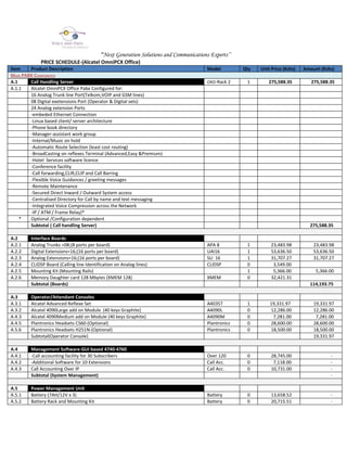 Price Schedule (Alcatel Omni Pcx Office) | PDF
