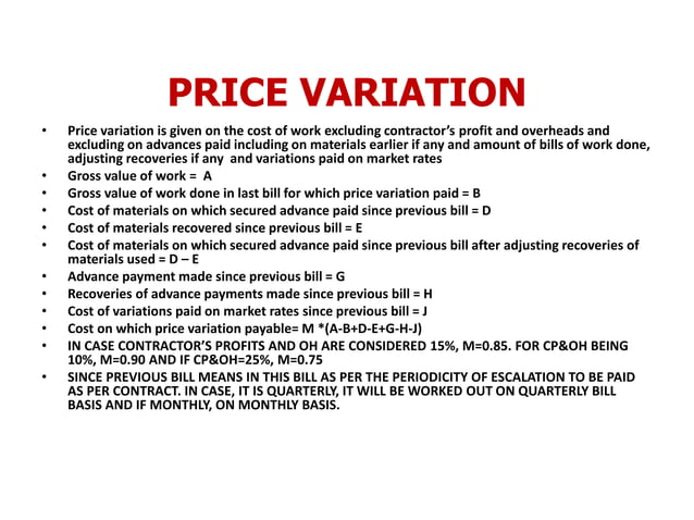 Price variation in works contracts | PPTX | Business Accounting ...