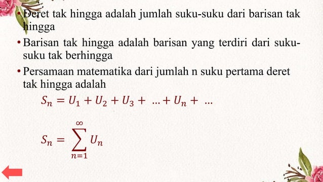 Barisan dan Deret (Aritmatika, Geometri, Tak hingga) beserta contoh ...