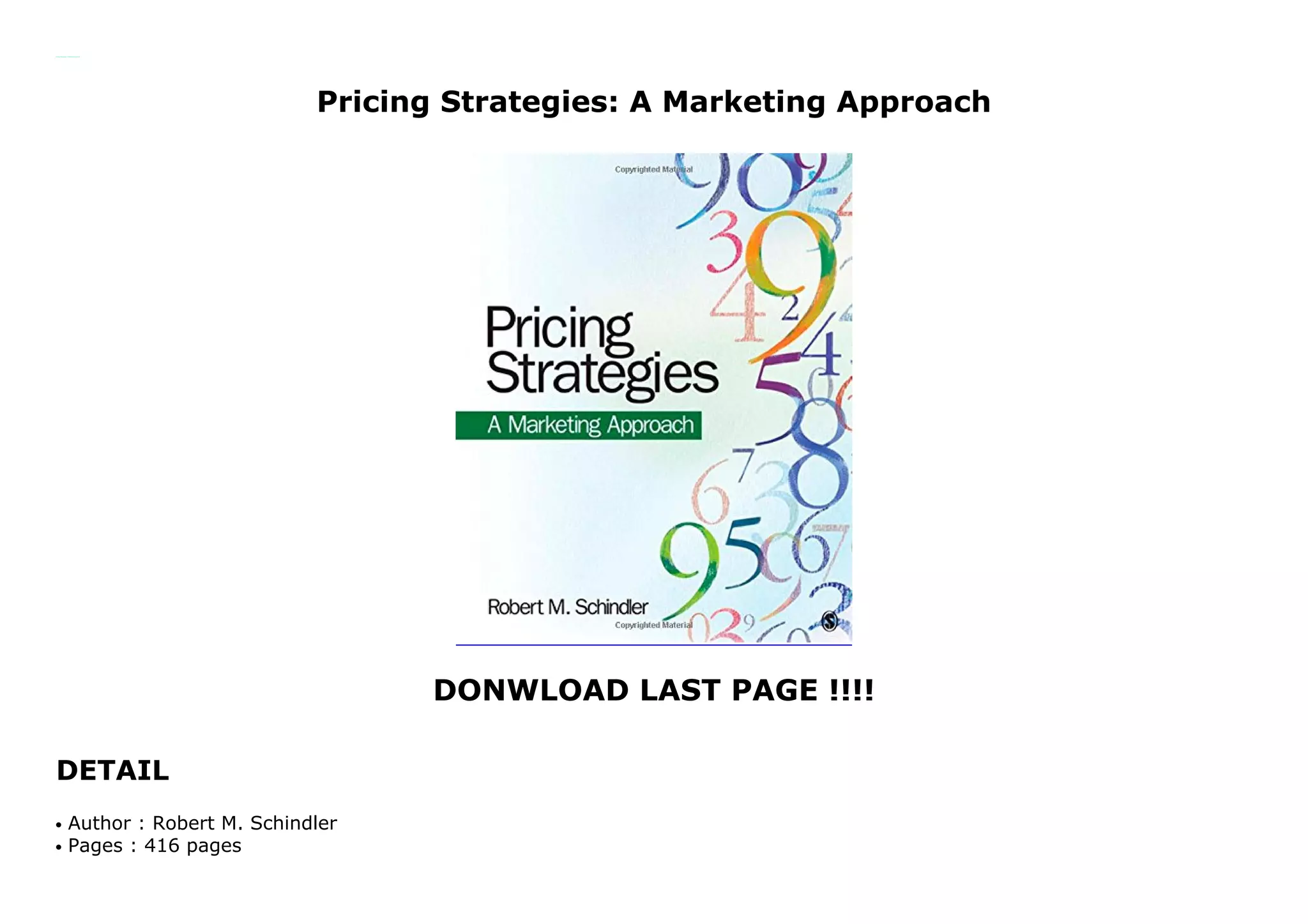 Pricing Strategies: A Marketing Approach | PDF