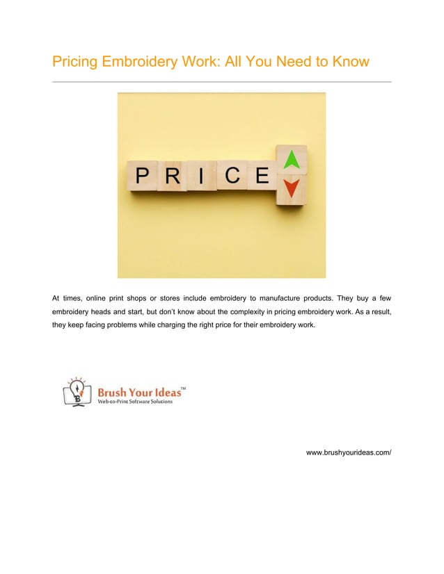 Pricing embroidery work all you need to know | PDF