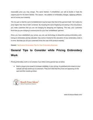 Pricing embroidery work all you need to know | PDF