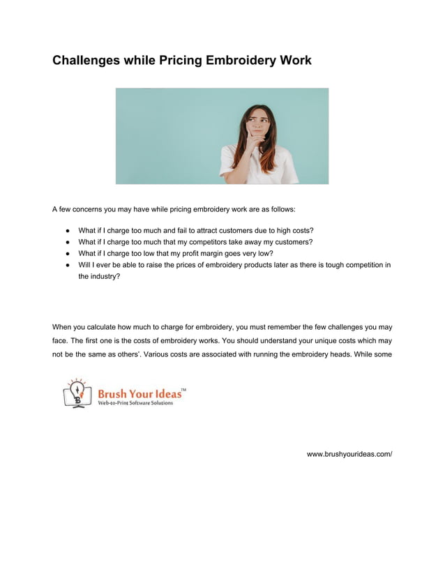 Pricing embroidery work all you need to know | PDF