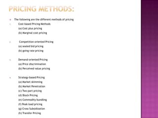 Pricing methods | PPTX