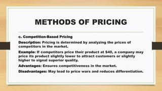 PRICING METHODS,TYPES,SETTING PRICE,PRICE ADOPTIONS | PPT