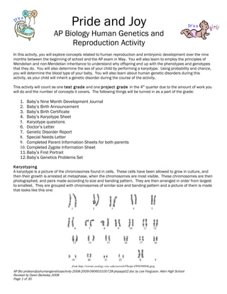 Pride And Joy Human Genetics Activity 2008 2009 | DOC | Special Needs ...