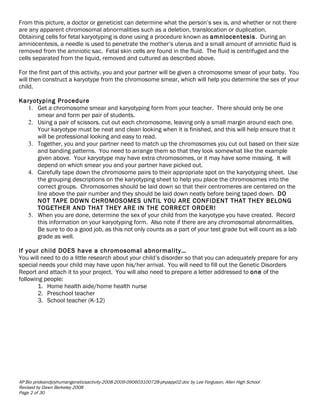 Pride And Joy Human Genetics Activity 2008 2009 | DOC | Special Needs ...