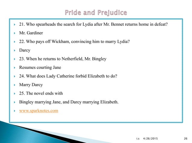 Pride and Prejudice | PPTX | Celebrity Families | Pop Culture
