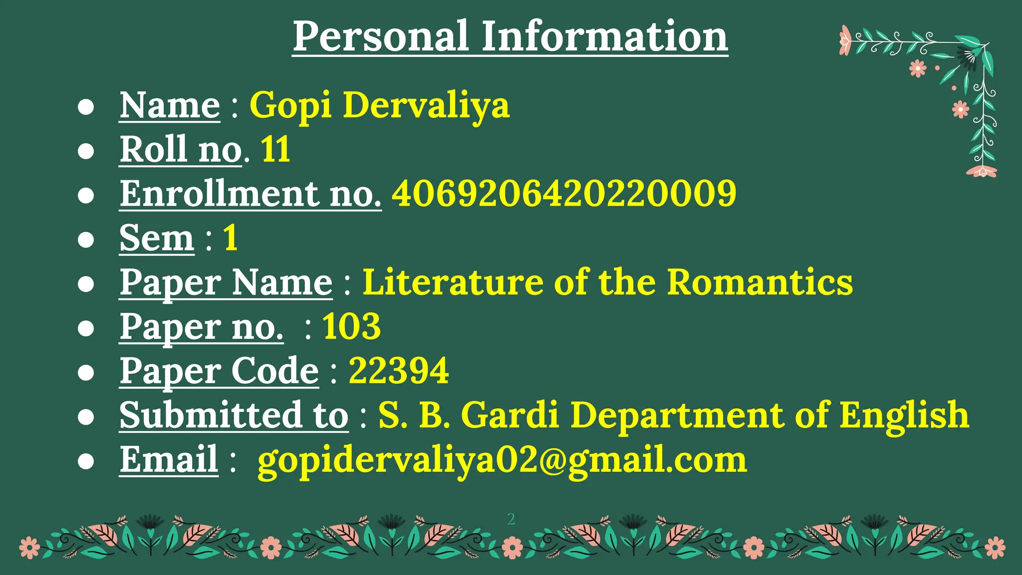 'Pride and Prejudice' - Paper 103 | PPTX