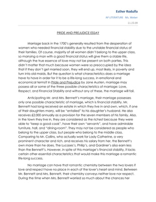Pride and prejudice essay | DOCX