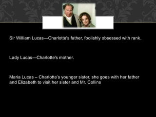 Pride and Prejudice: Character introductions | PPTX