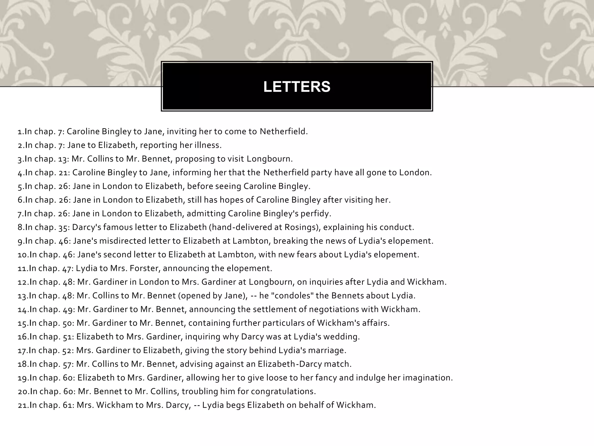 Pride and Prejudice: Symbols - place, letters and balls | PPTX