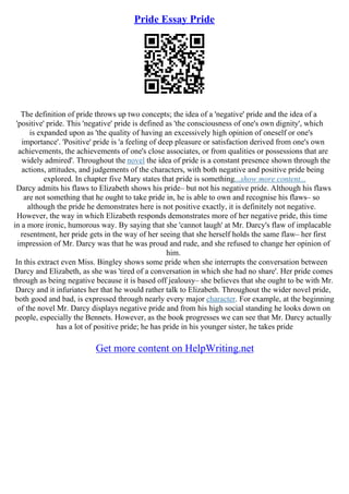 Pride Essay | PDF