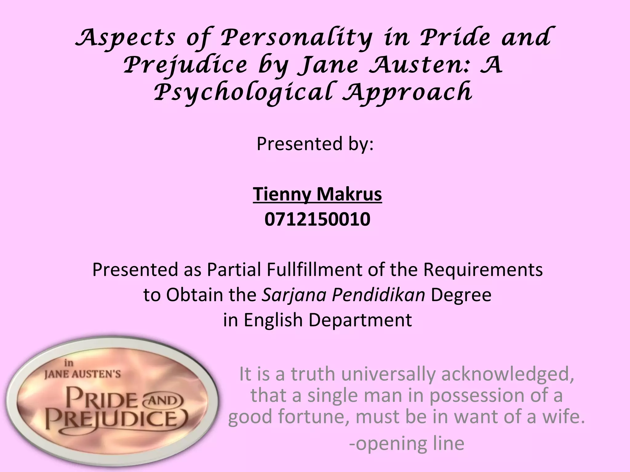 Pride & Prejudice (presentation) | PPT