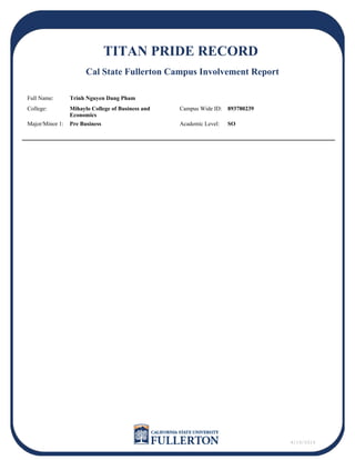 California State University Fullerton 's Pride Records | PDF