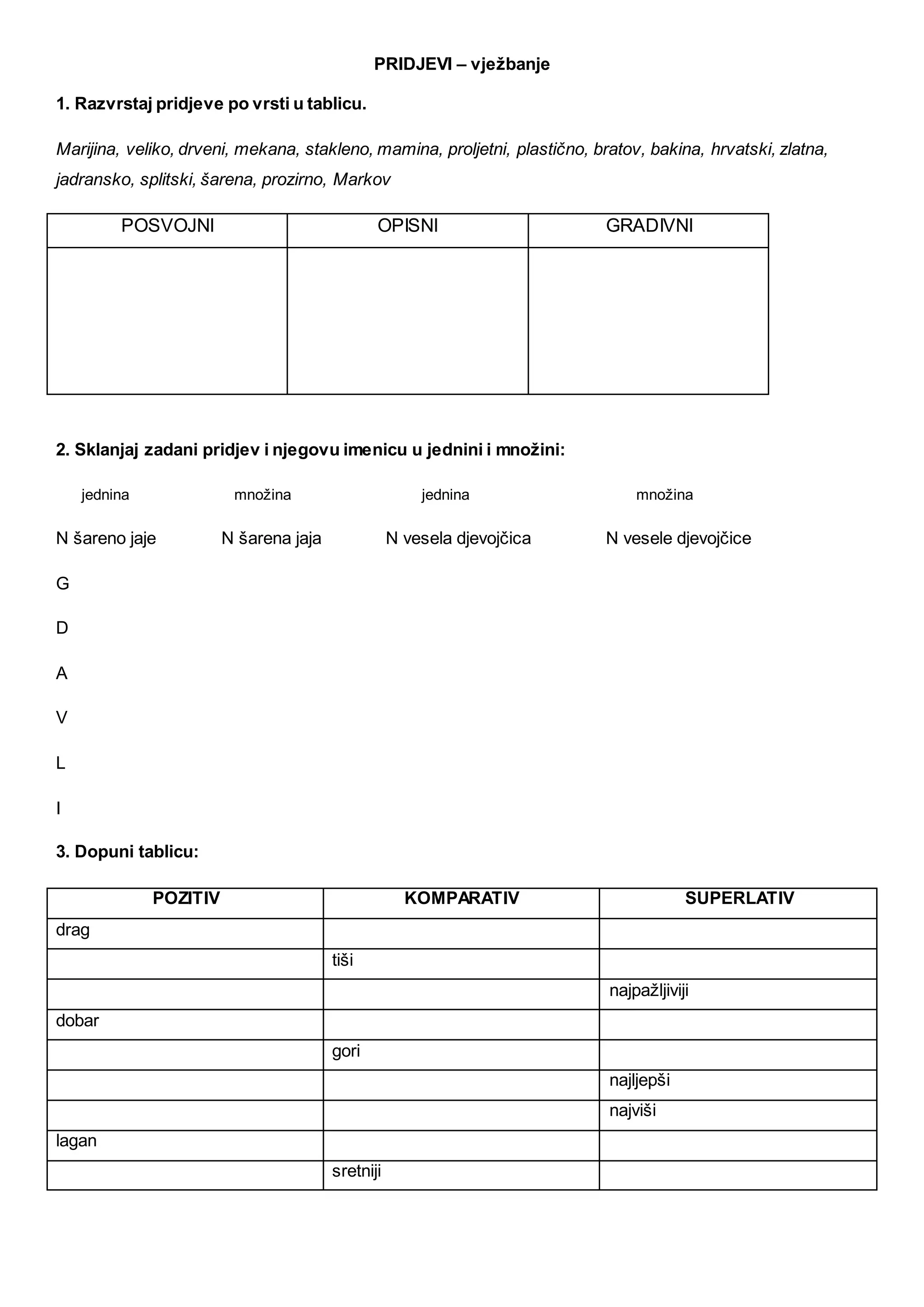 Pridjevi vjezba | DOCX