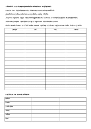 Pridjevi - zadaci | DOCX