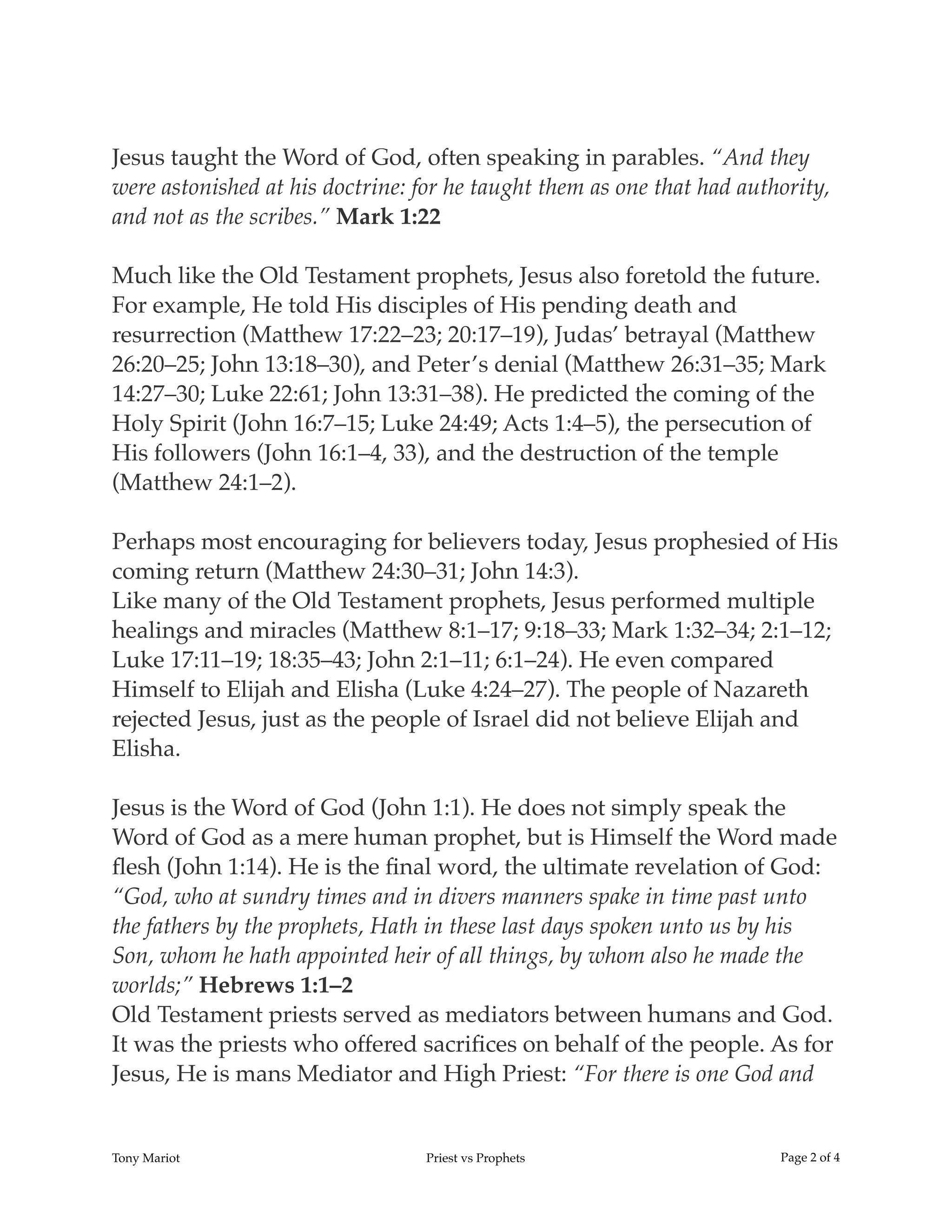 Priest vs Prophets | PDF