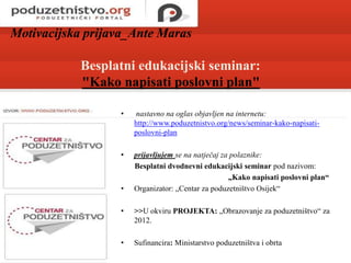 Prijava ante maras kako napisati poslovni plan_ | PPT