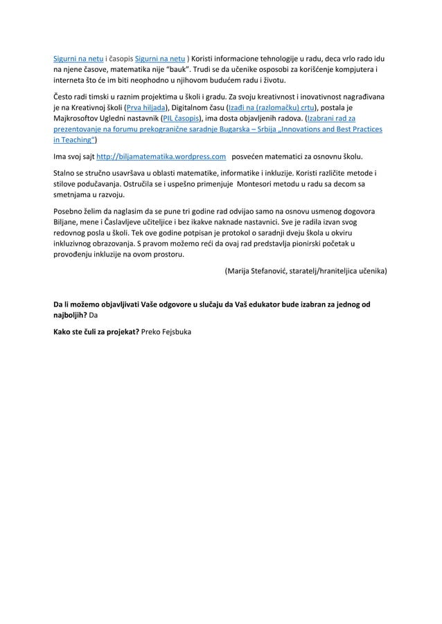 Prijava za konkurs najbolji edukator | PDF