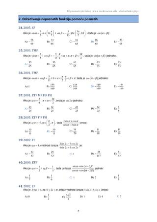Prijemni trigonometrijski-izrazi | PDF
