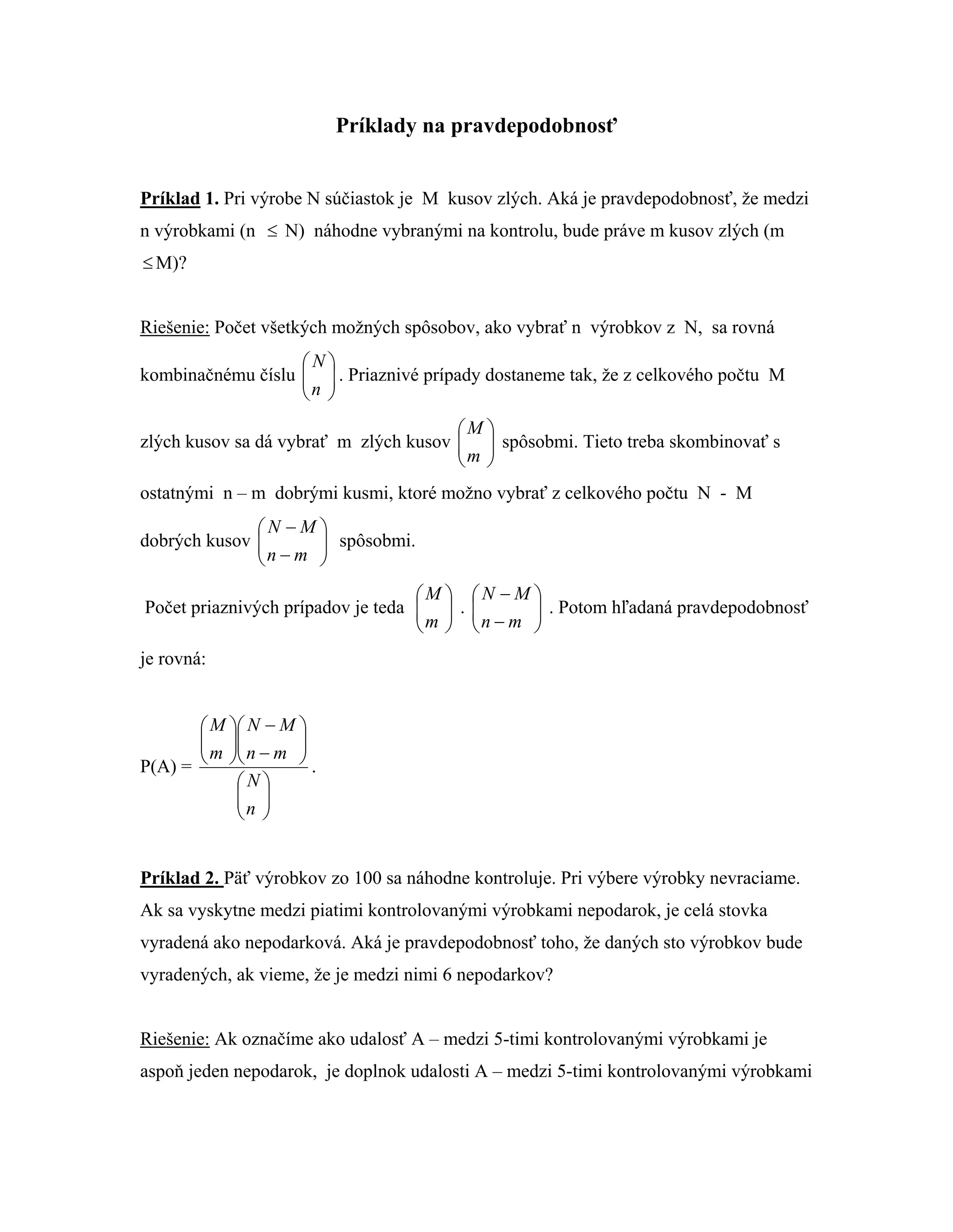 Priklady na pravdepodobnost | PDF