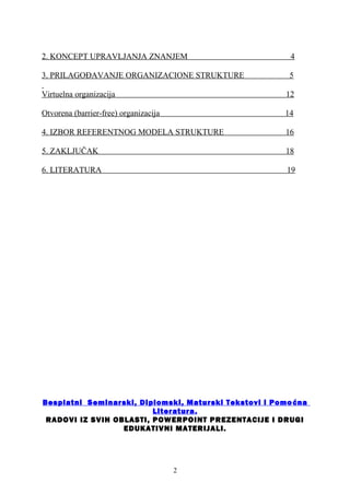 Prilagodjavanje organizacione strukture organizacija preduzeca | DOC