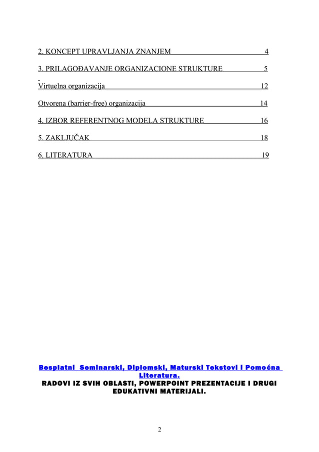 Prilagodjavanje organizacione strukture organizacija preduzeca | DOC