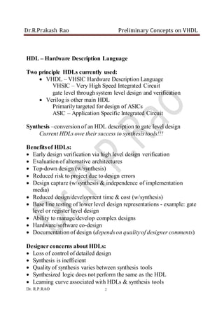Prilimanary Concepts of VHDL by Dr.R.Prakash Rao | DOCX | Programming ...