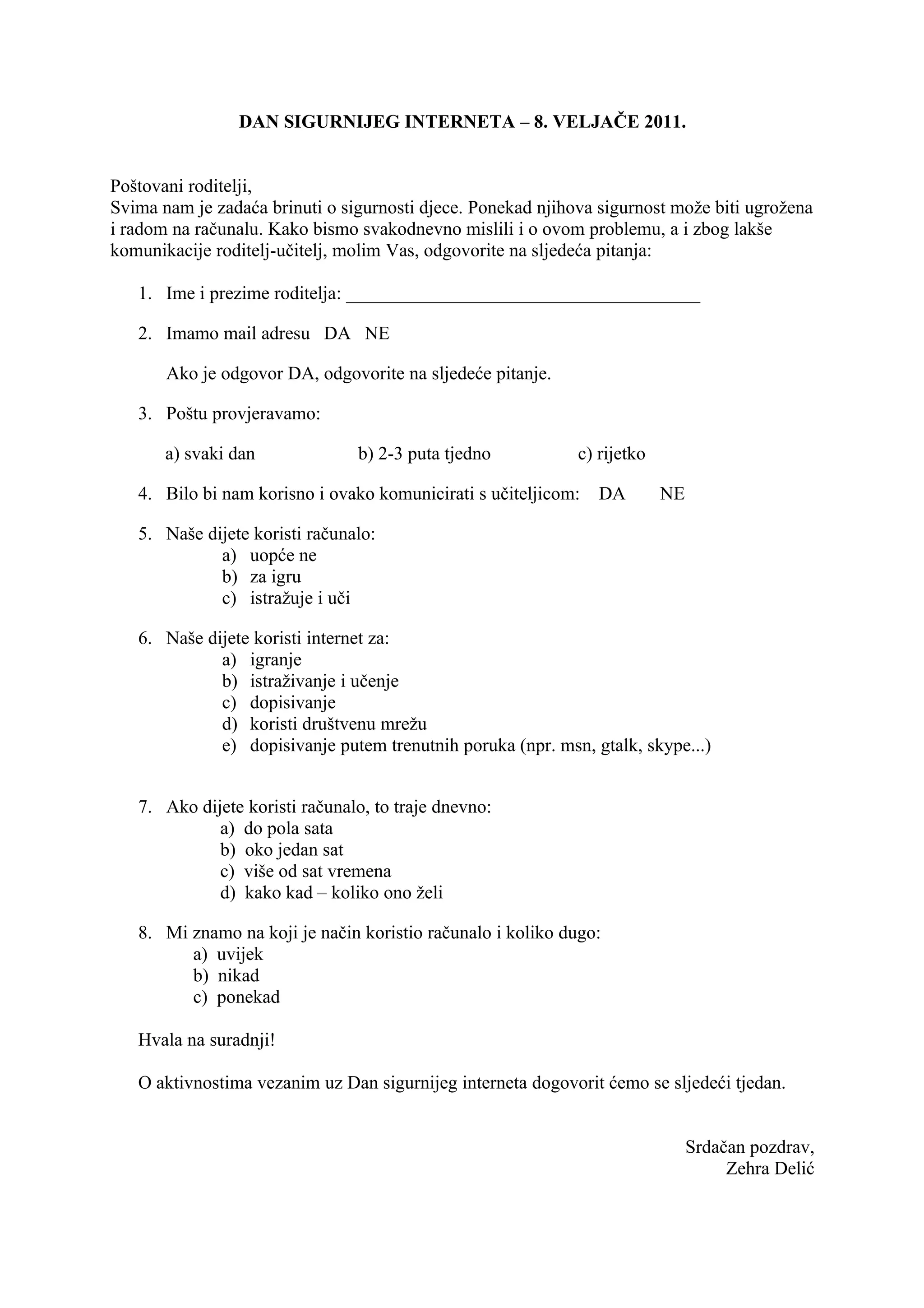 Anketa o uporabi računala | DOC