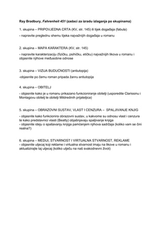 Prilog 1, Ray Bradbury, Fahrenheit 451 (zadaci za izradu izlaganja).docx
