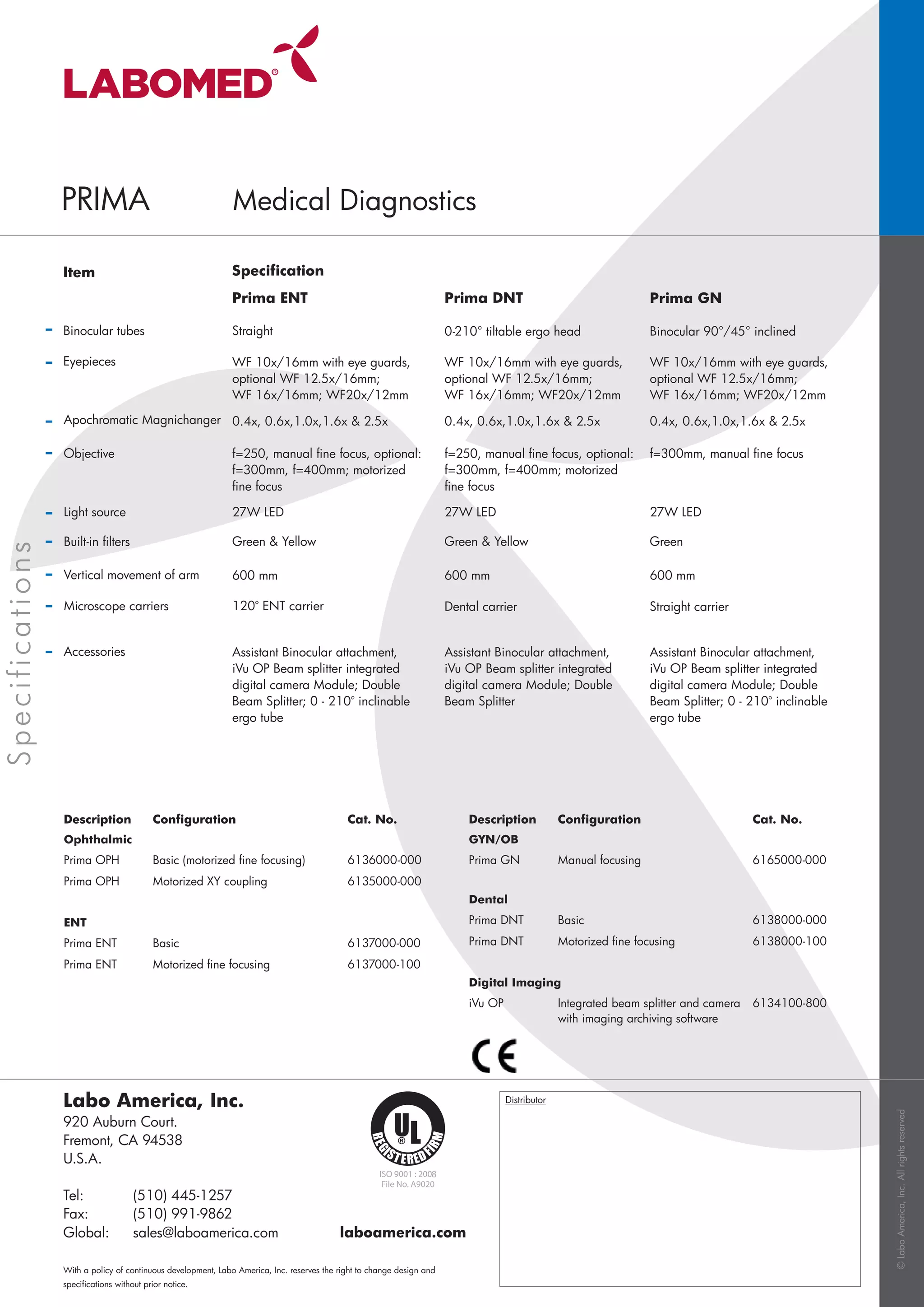 Labomed Prima DNT dental microscope | PDF