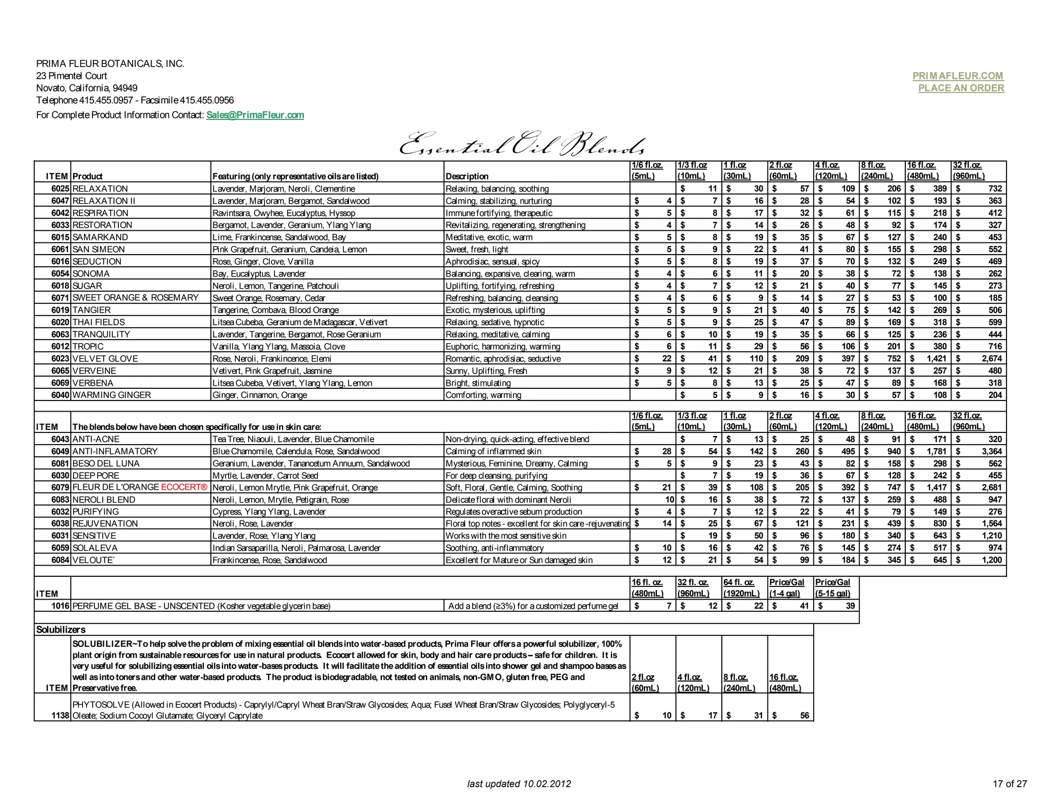 Primafleur main pricesheet | PDF