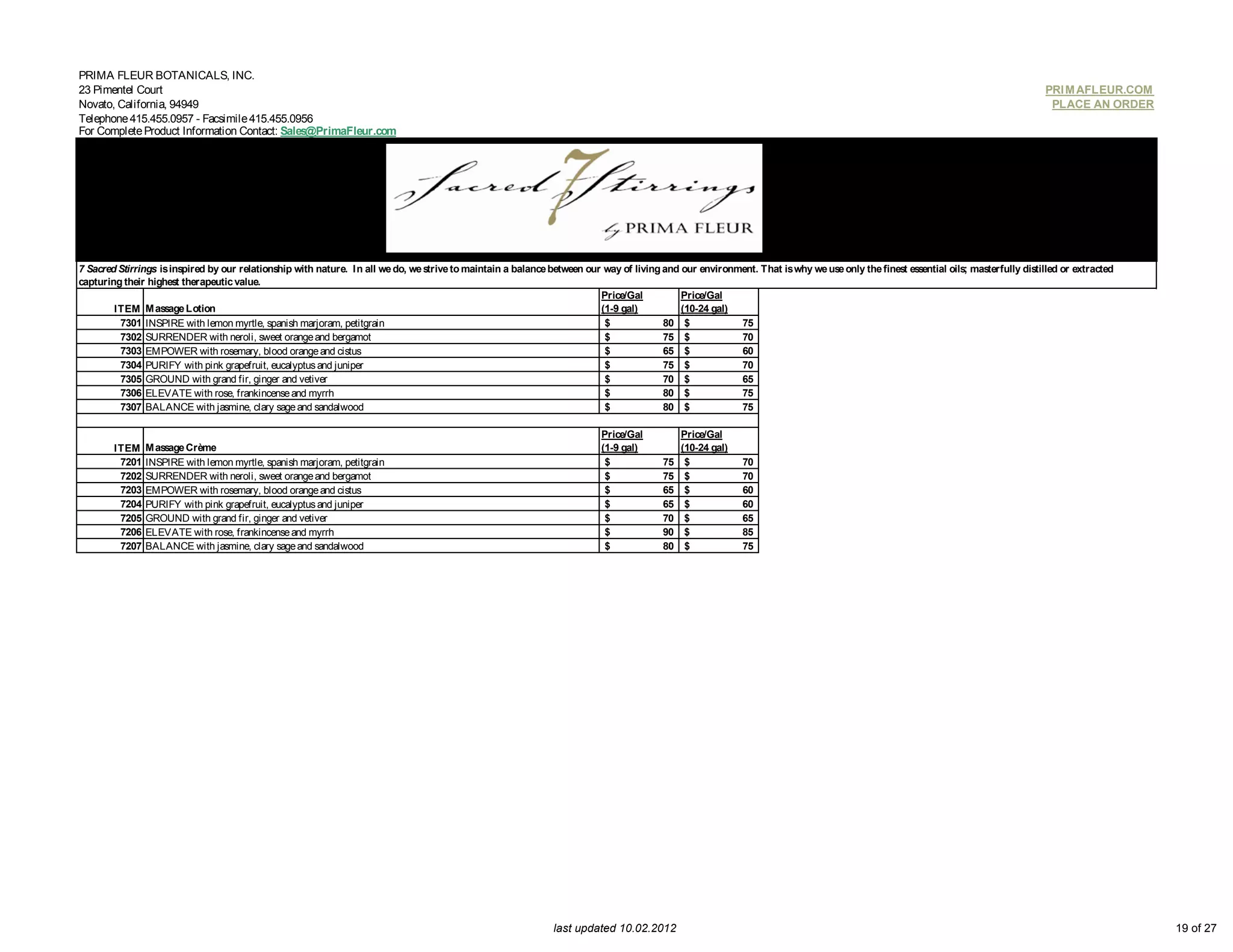 Primafleur main pricesheet | PDF