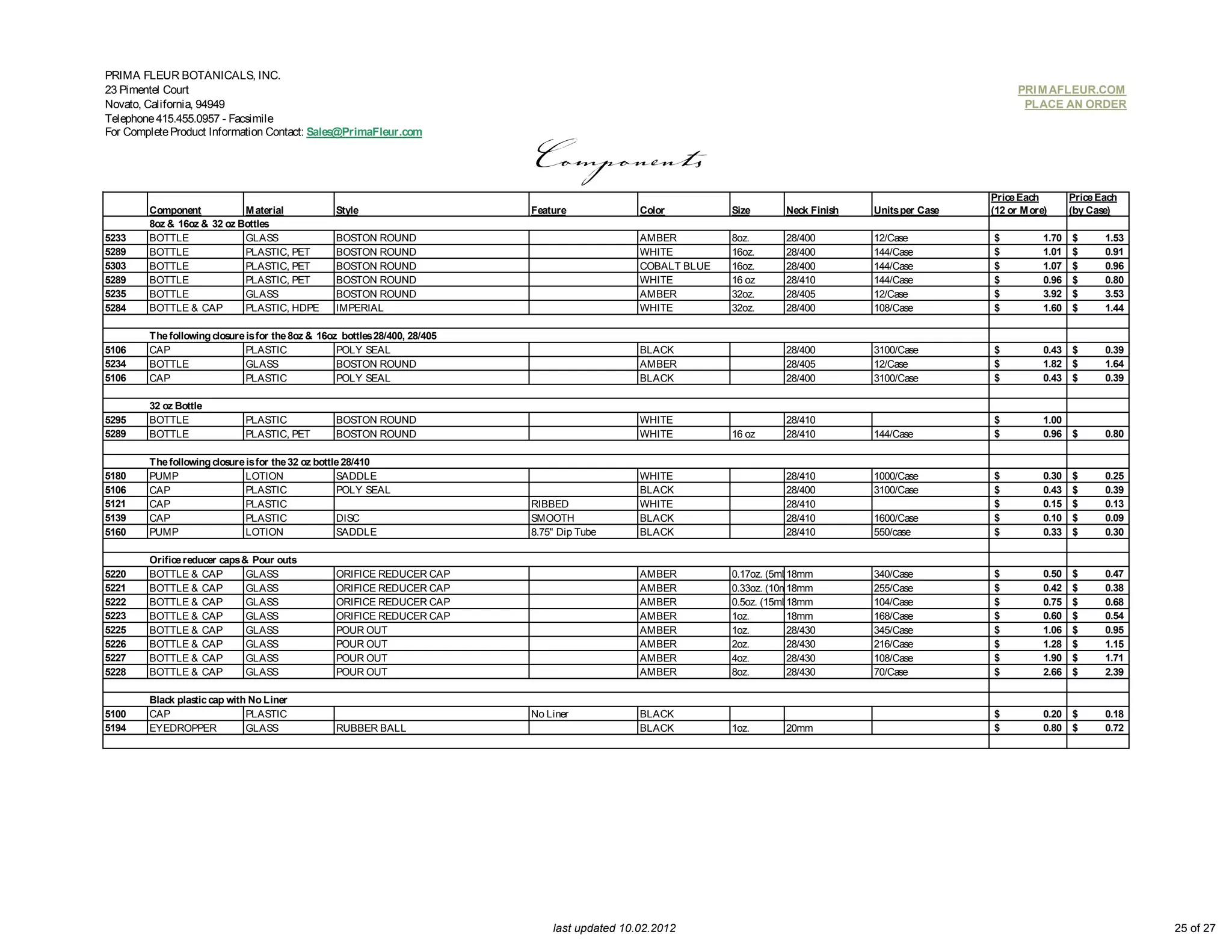 Primafleur main pricesheet | PDF