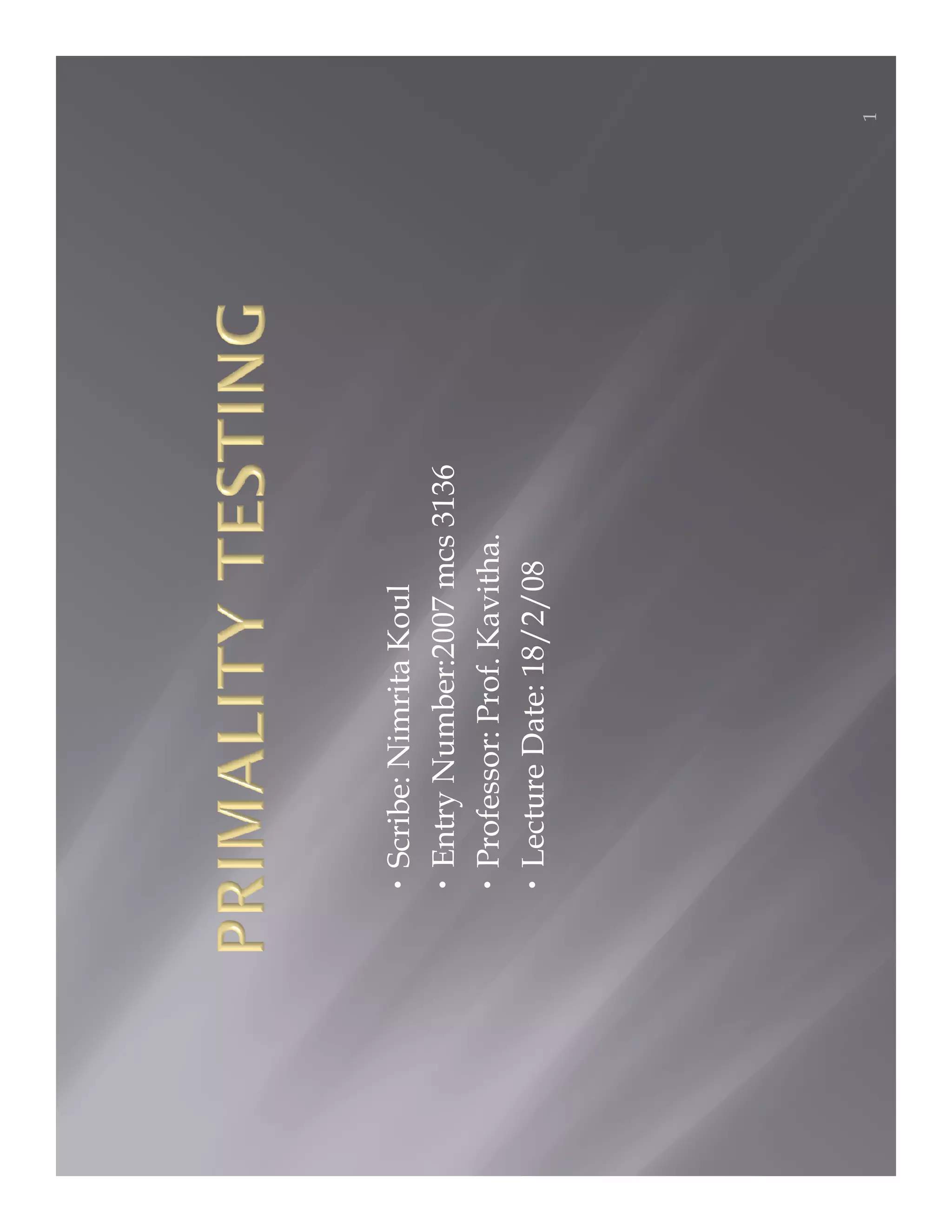 Primality testing | PDF